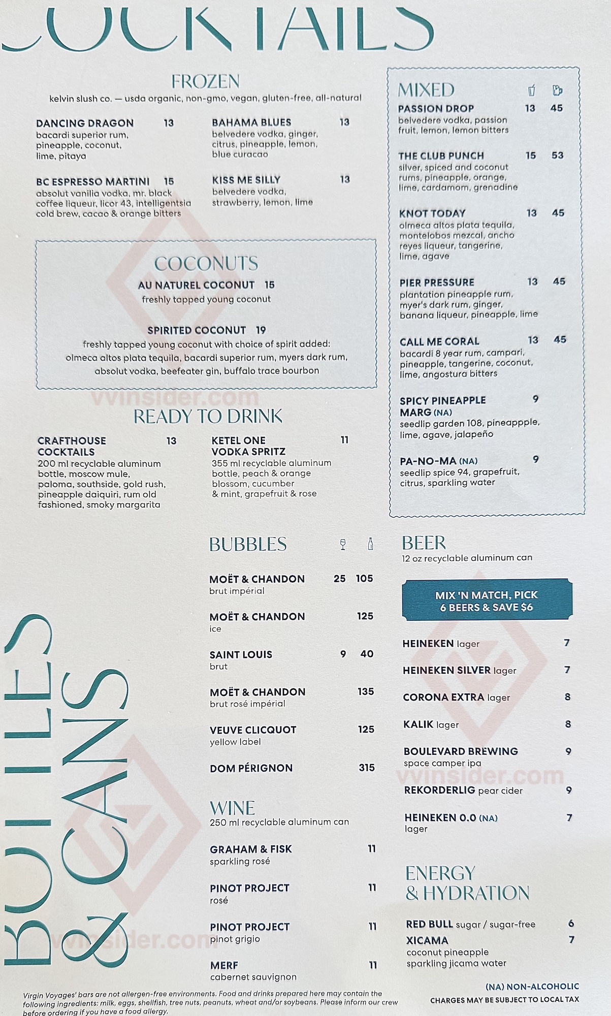 Drinks & Bar Menus (2025) on Virgin Voyages - VV Insider